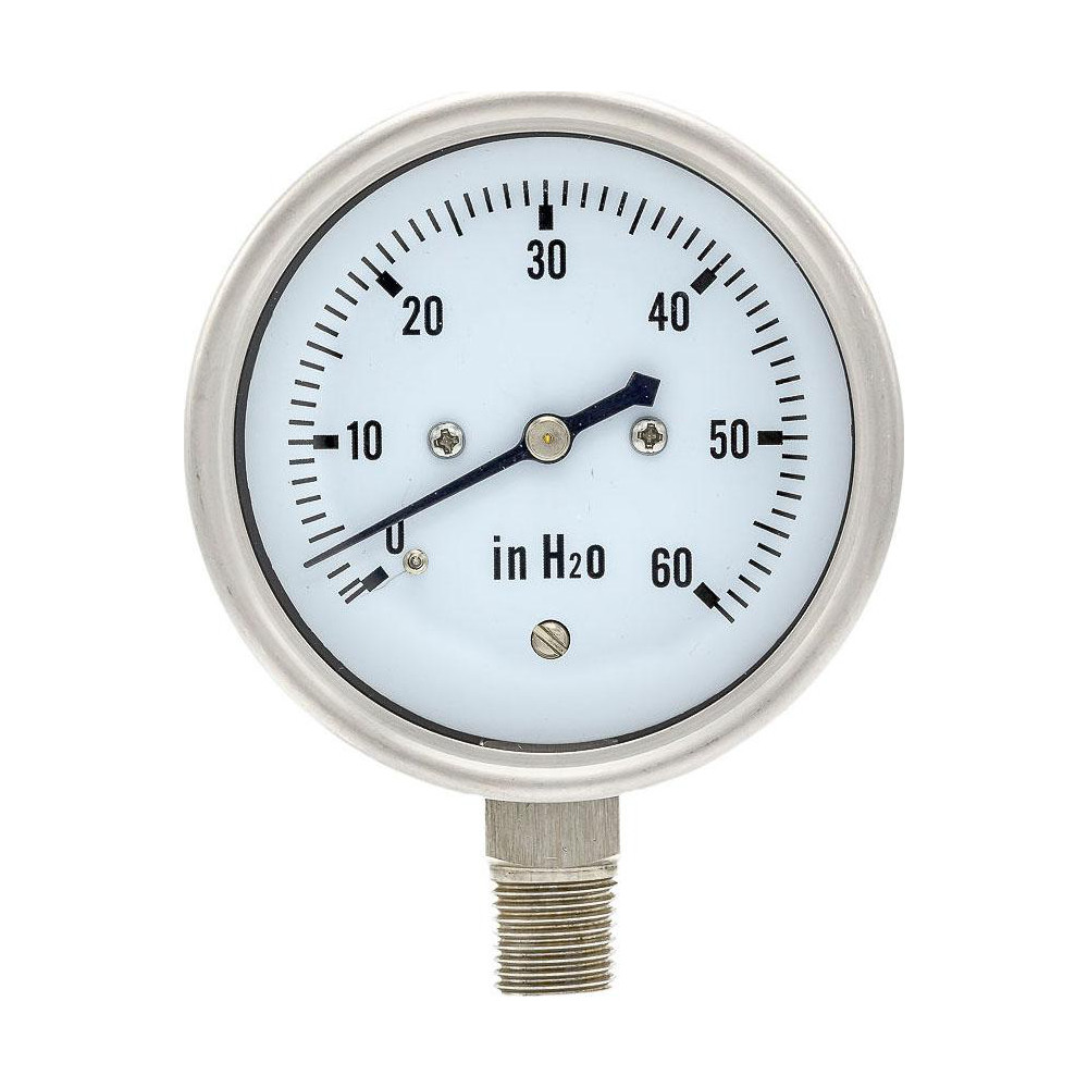 PIC Gauges - Pressure Gauge: 2-1/2" Dial Dia, 0 to 4 psi, 1/4" MNPT, Lower Mount | MSC Direct