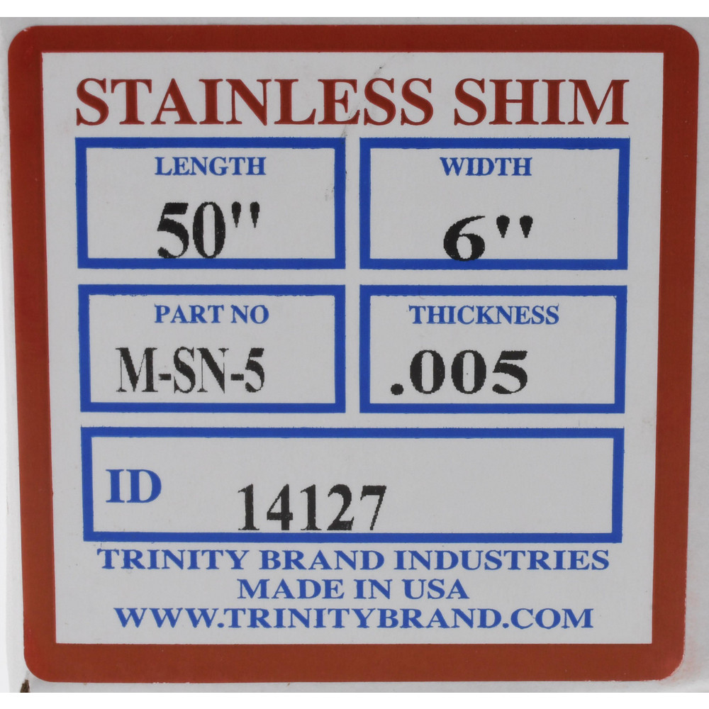 Trinity Brand Industries - Metal Shim Stock: Roll, 0.0050" Thick, 50 ...