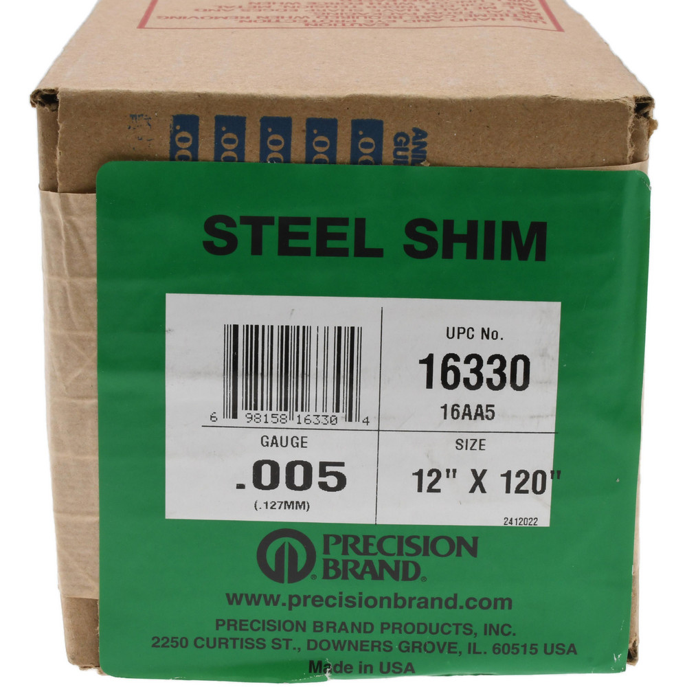 Precision Brand - Metal Shim Stock: Roll, 0.0050" Thick, 120" Long, 12 ...