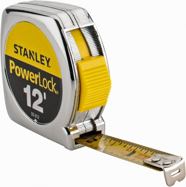 Stanley - Tape Measure: 12' Long, 1/2" Width, Yellow Blade | MSC Direct