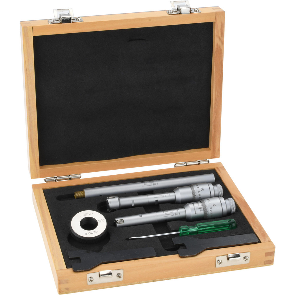 SPI - Mechanical Inside Micrometer Set: 0.5000 to 0.8000" Range, 1 ...
