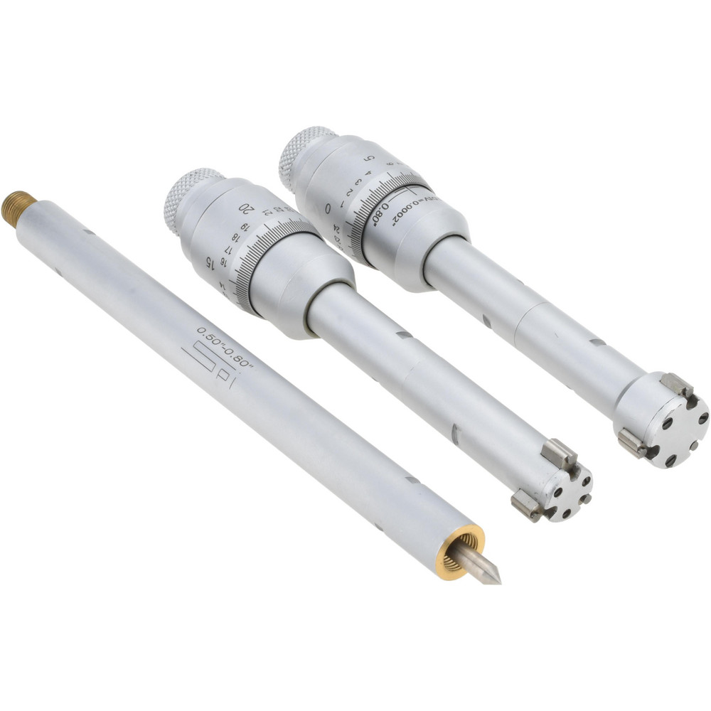 SPI - Mechanical Inside Micrometer Set: 0.5000 to 0.8000" Range, 1 ...