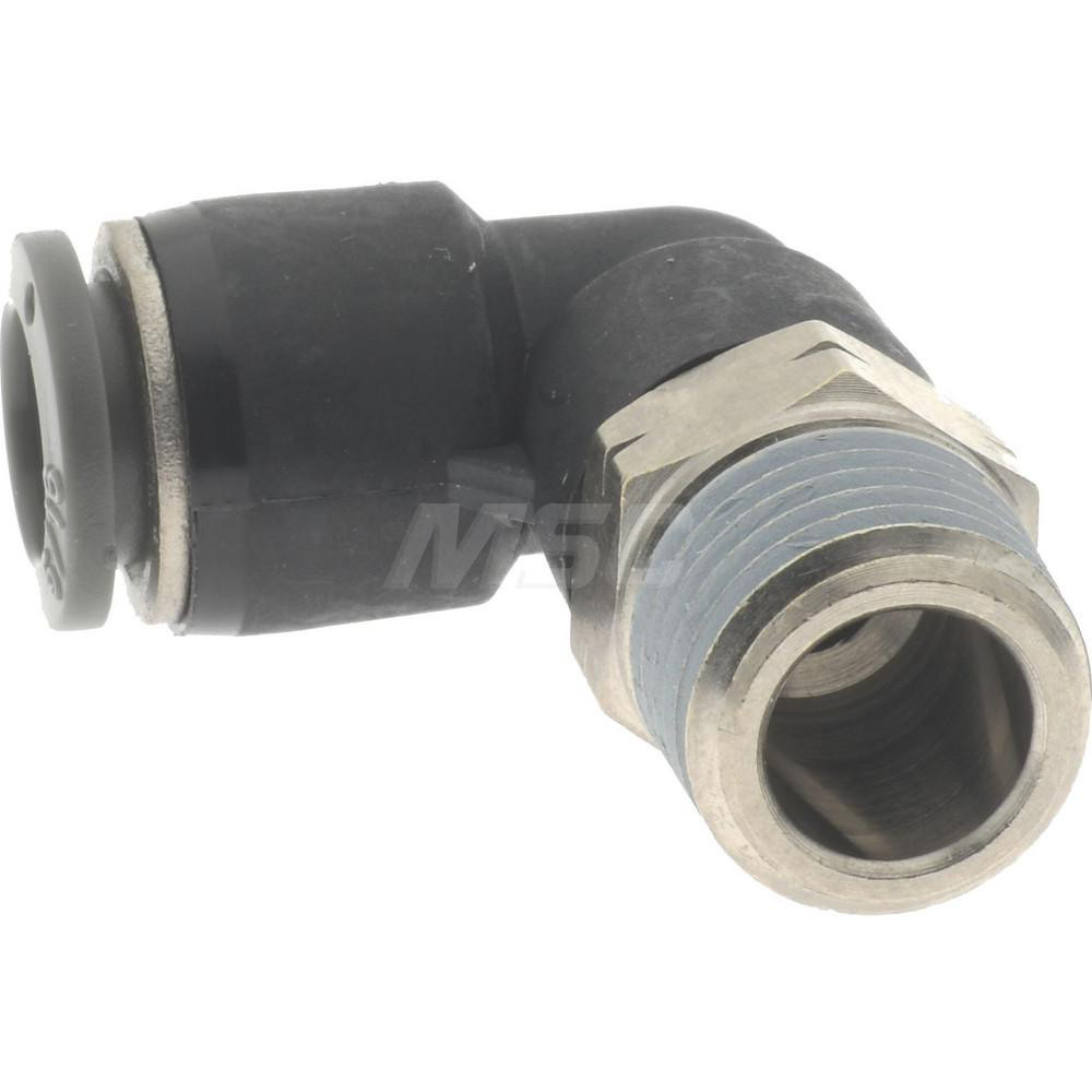 Norgren - Push-to-Connect Tube x MNPT x Tube x Male Fitting: 90 deg Swivel Elbow, NPTF, 5/16" OD ...