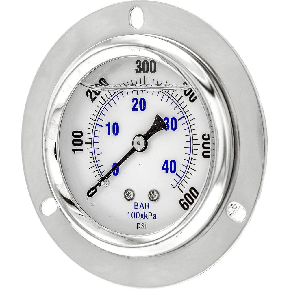 PIC Gauges - Pressure Gauge: 2-1/2" Dial Dia, 0 to 600 psi, 1/4" MNPT ...