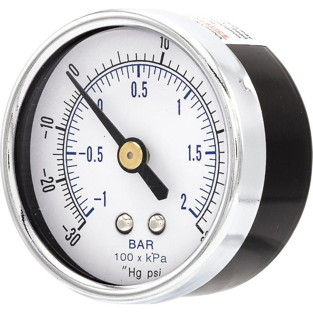 PIC Gauges - Pressure Gauge: 2" Dial Dia, -30 to 30 psi, 1/4" MNPT, Center Back Mount | MSC Direct