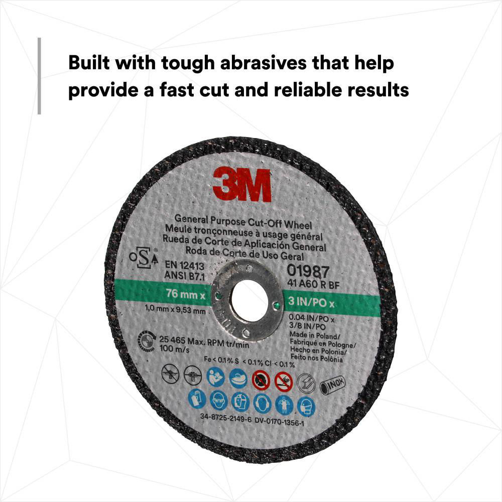 3M - Cutoff Wheel: 3" Dia, 1/32" Thick, 3/8" Hole, Aluminum Oxide | MSC ...