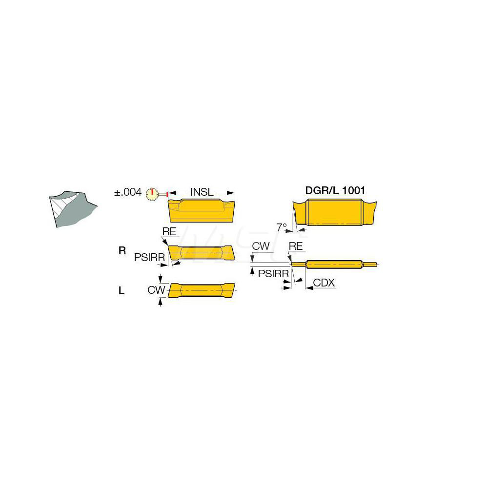 Iscar - Cut-Off Insert: DGR 1400JS-15D IC908, Carbide, 1.40 mm (0.0551 ...