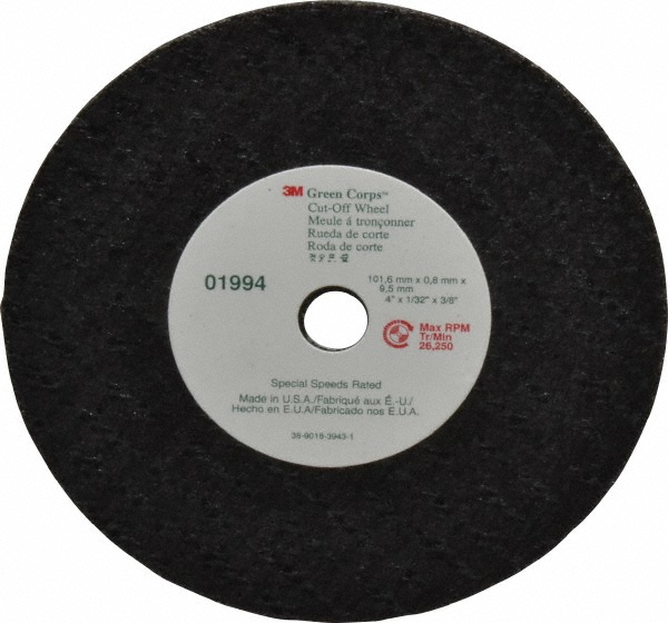 3M - Cutoff Wheel: 4" Dia, 1/32" Thick, 3/8" Hole, Ceramic | MSC Direct