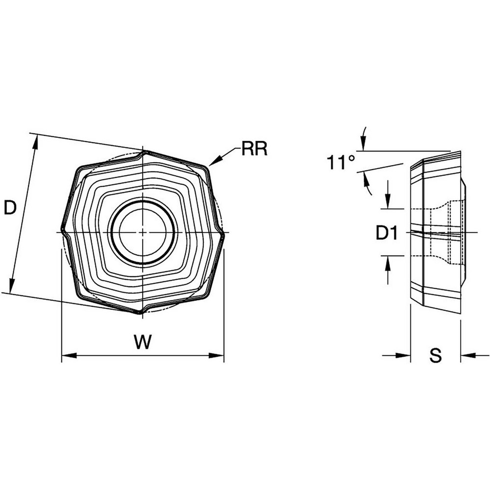 Widia - Indexable Drill Insert: TCF100408EPV36, Carbide | MSC Direct