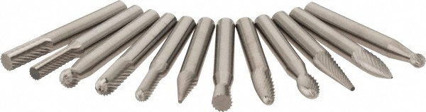 Made in USA - 12 Pc Single Cut Burr Set - 00695171 - MSC Industrial Supply