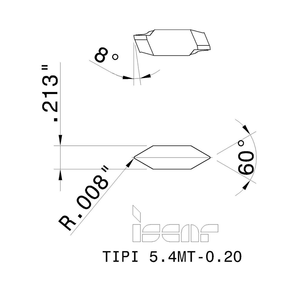 Iscar - Threading Insert: TIPI 5.4MT-0.20 IC08, Carbide | MSC Direct