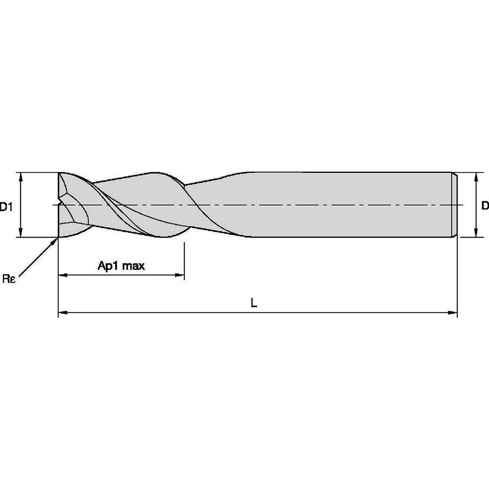 Kennametal - Corner Radius End Mill: 1/2" Dia, 2" LOC, 0.0300" Radius ...