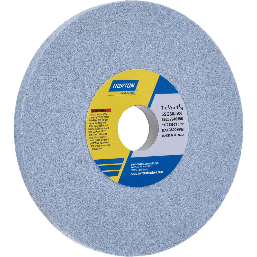Norton - Surface Grinding Wheel: 7" Dia, 1/2" Thick, 1-1/4" Arbor, 60 ...
