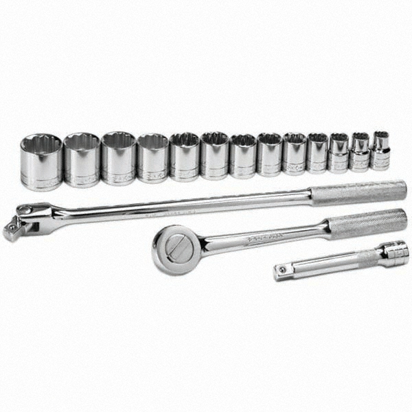 SK - Socket Set: Standard, 16 Pc, 1/2" Drive, 7/16 to 1-1/4" | MSC Direct