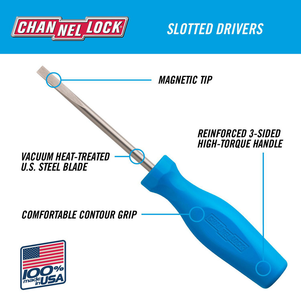 Channellock - Slotted Screwdrivers: Blade Width (Inch): 1/4; Blade ...