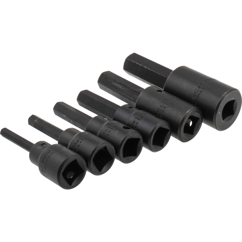 Proto - Hex Bit Socket Set: 1/2" Drive, 6 Pc, 6 to 17 mm Hex | MSC Direct