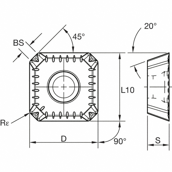 Kennametal - SEKT443 GP2 Grade KC725M Carbide Milling Insert - 01654813 ...