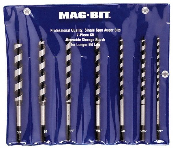 Mag-Bit - Drill Bit Set: Auger Drill Bits, 7 Pc, Carbon Steel | MSC Direct