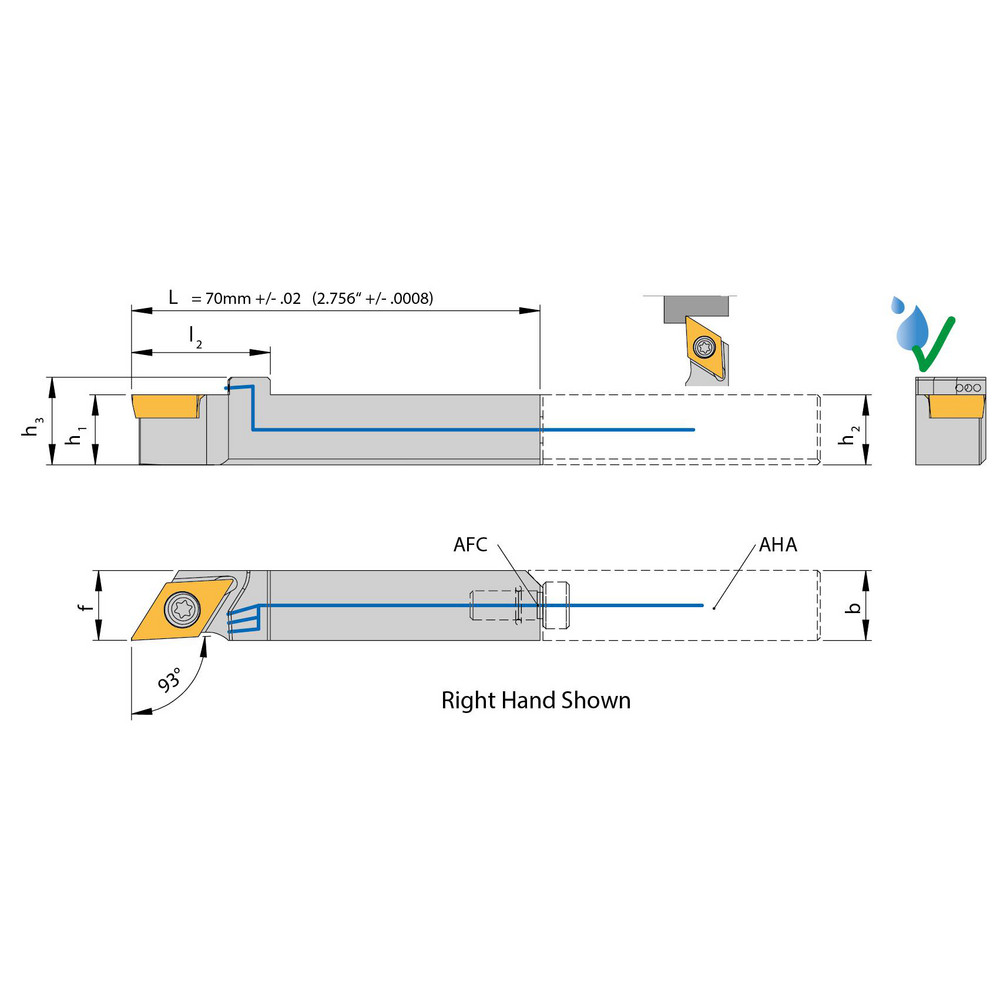 Arno - Indexable Turning Toolholder: SDJCR 1212 E11-IK-AFC, 3.000 deg Lead Angle, Screw | MSC Direct