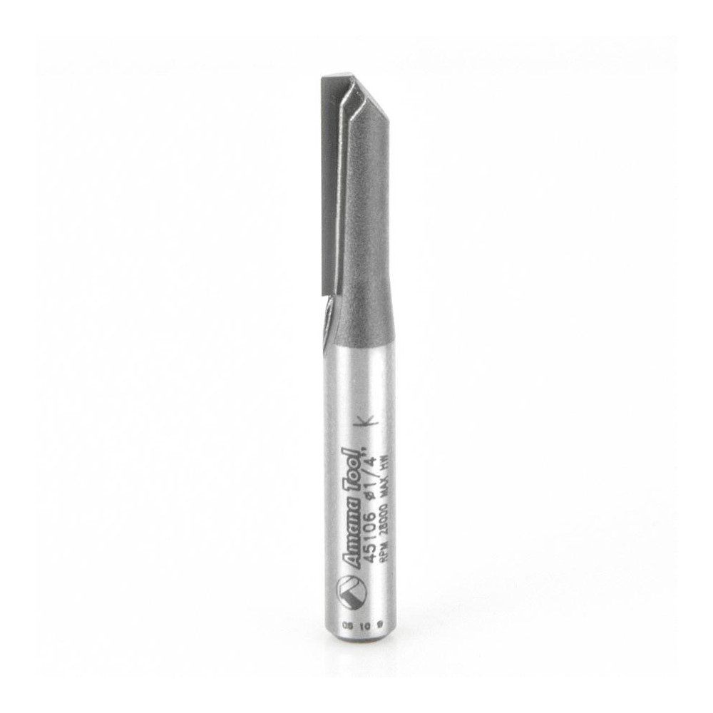 Amana Tool - 1/4" Dia, 3/4" LOC, 1 Flute Straight Router Bit | MSC Direct