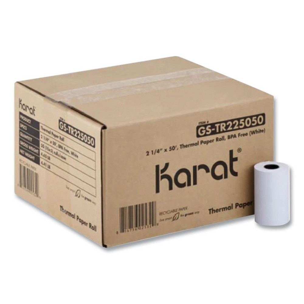 Karat - Office Machine Supplies: Thermal Paper Roll, White | MSC Direct