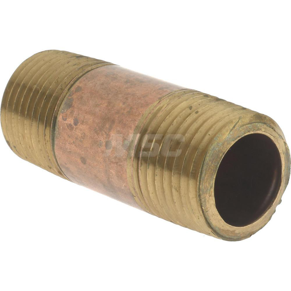 Merit Brass - Brass Pipe Nipple: Threaded on Both Ends, 2" OAL, 1/2 ...