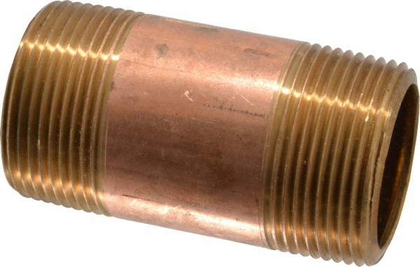 Merit Brass - 3" Long, 1-1/4" Pipe Threaded Brass Pipe Nipple ...