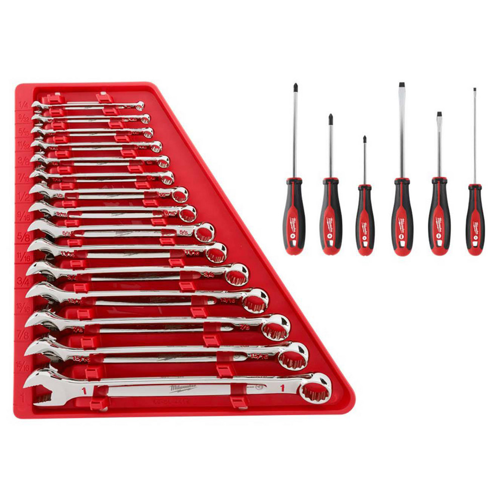Milwaukee Tool - Combination Wrench Set: 21 Pc, 1/4 to 1" Wrench, Inch ...
