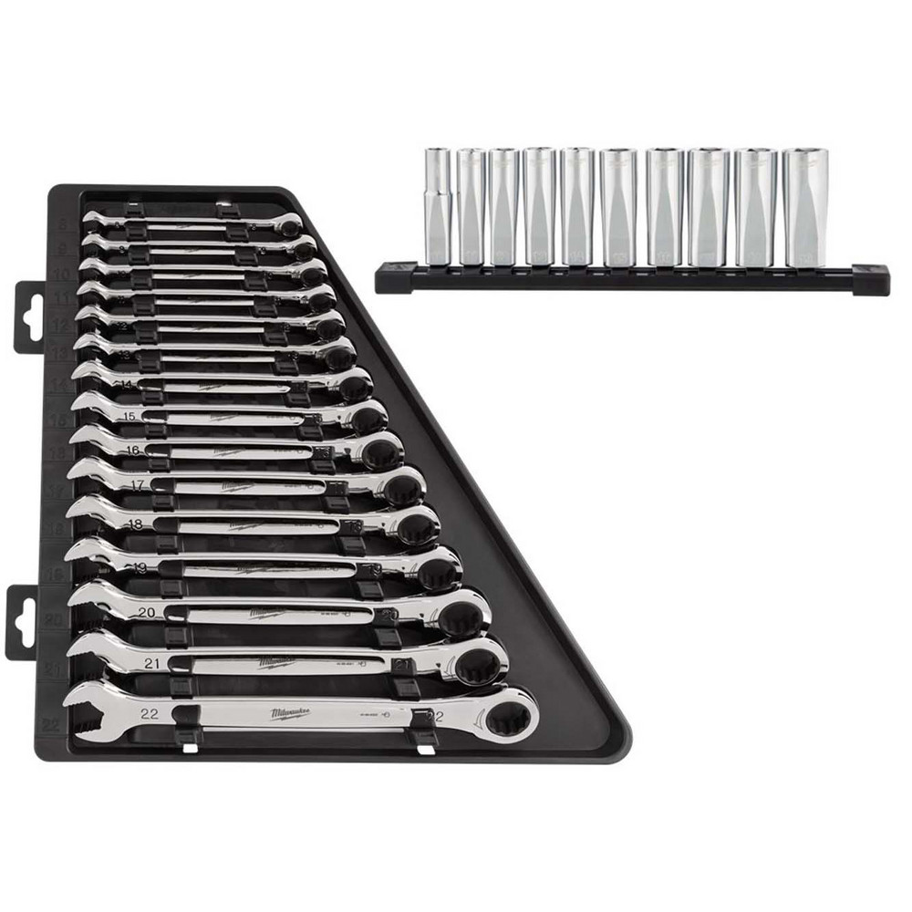 Milwaukee Tool - Deep Wrench Set: 25 Pc, 8 mm - 22 mm Wrench, Metric ...