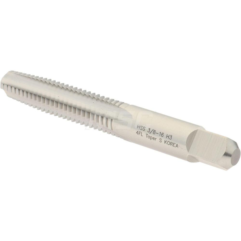 Hertel - Straight Flute Tap: 3/8-16 UNC, 4 Flute, Taper Chamfer, 3B Class of Fit, High-Speed ...