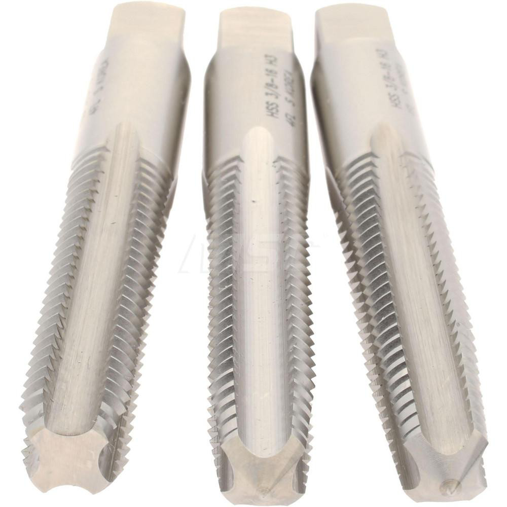 Hertel - Tap Set: 3/8-16 UNC, 4 Flute, High Speed Steel, Bright Finish ...