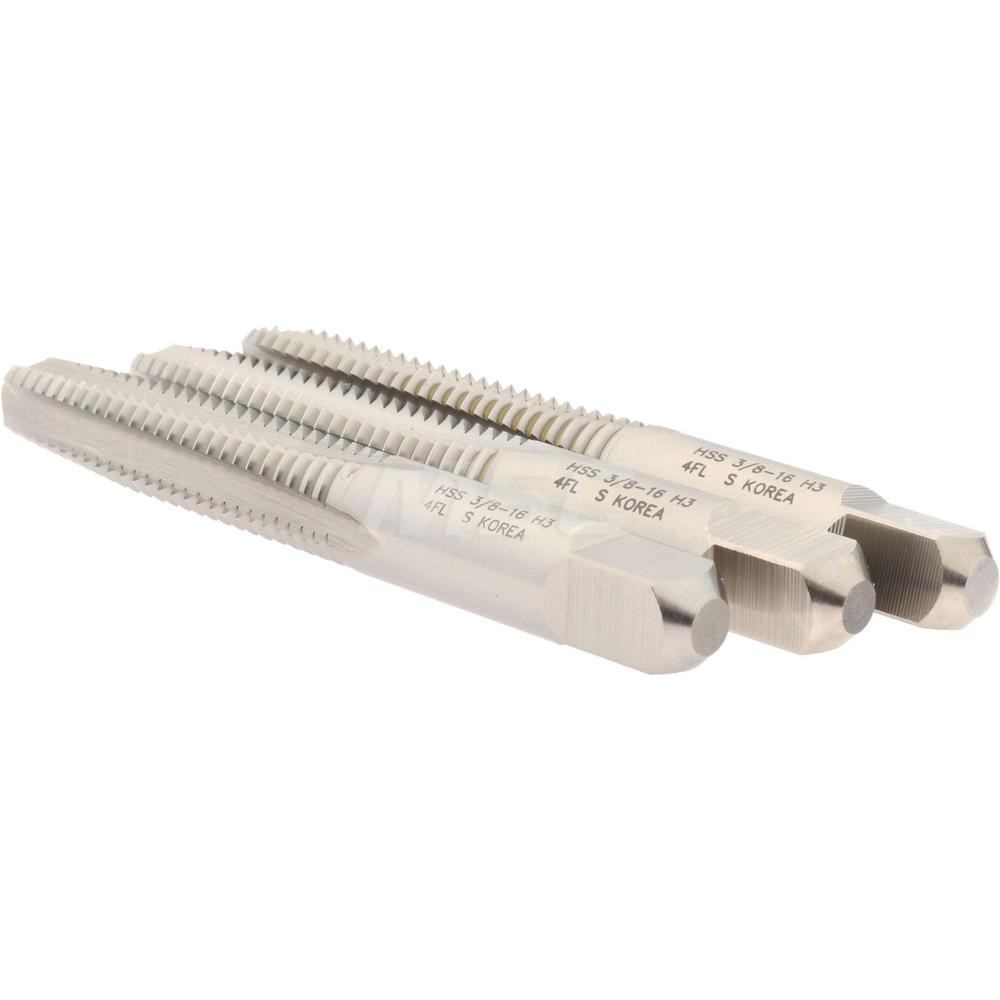 Hertel - Tap Set: 3/8-16 UNC, 4 Flute, High Speed Steel, Bright Finish | MSC Direct