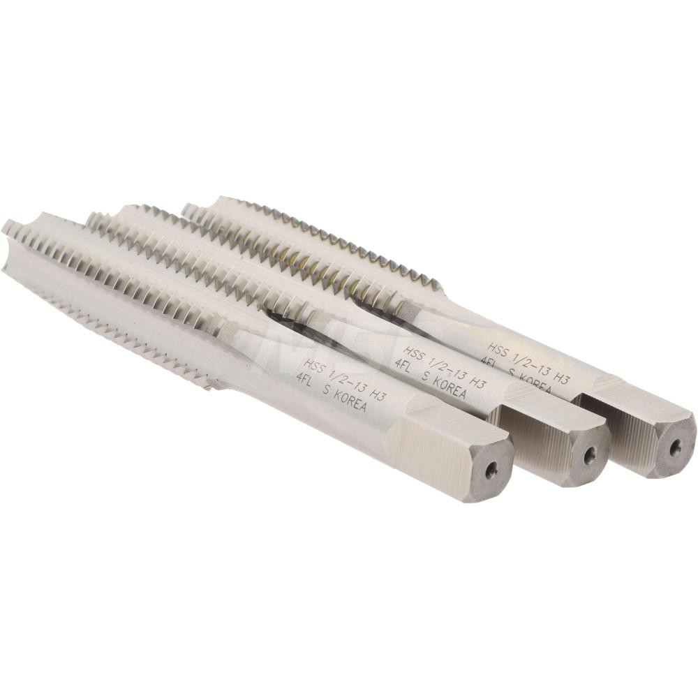 Hertel - Tap Set: 1/2-13 UNC, 4 Flute, High Speed Steel, Bright Finish ...