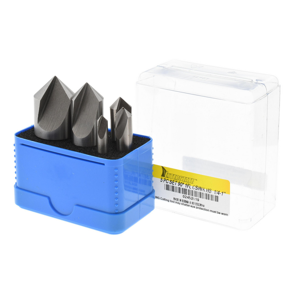 Value Collection - Countersink Set: 5 Pc, 1/4 to 1" Head Dia, 1 Flute ...