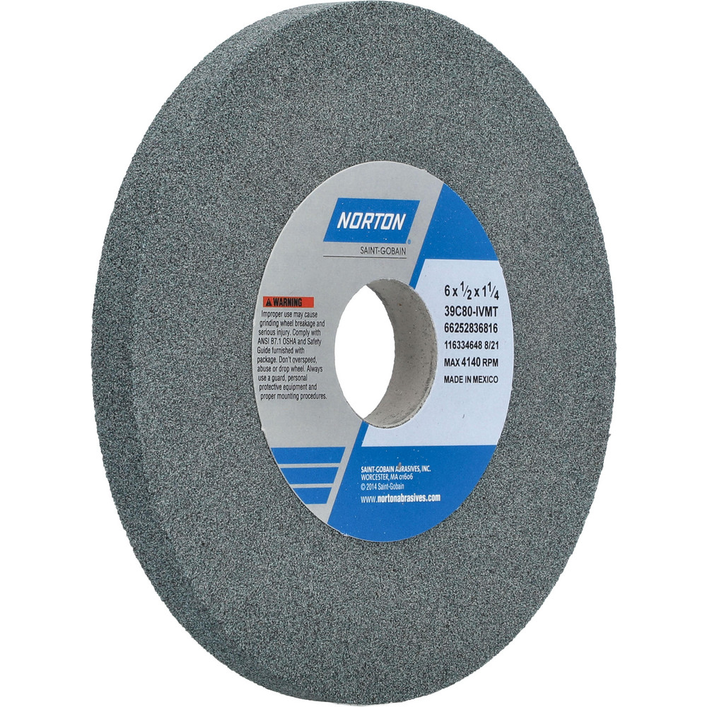 Norton - Surface Grinding Wheel: 6" Dia, 1/2" Thick, 1-1/4" Arbor, 80 ...