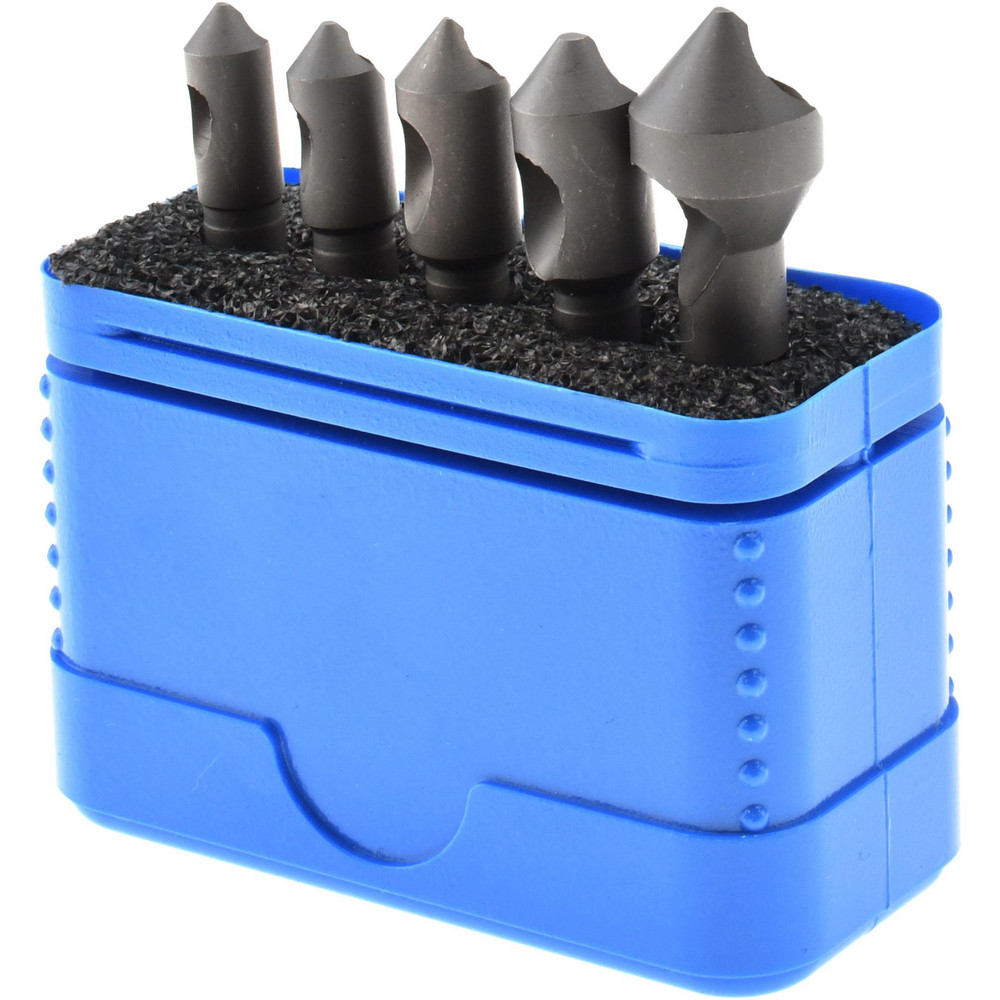 Weldon - Countersink Set: 5 Pc, 17/64 to 9/16" Head Dia, 1 Flute, 82 ...