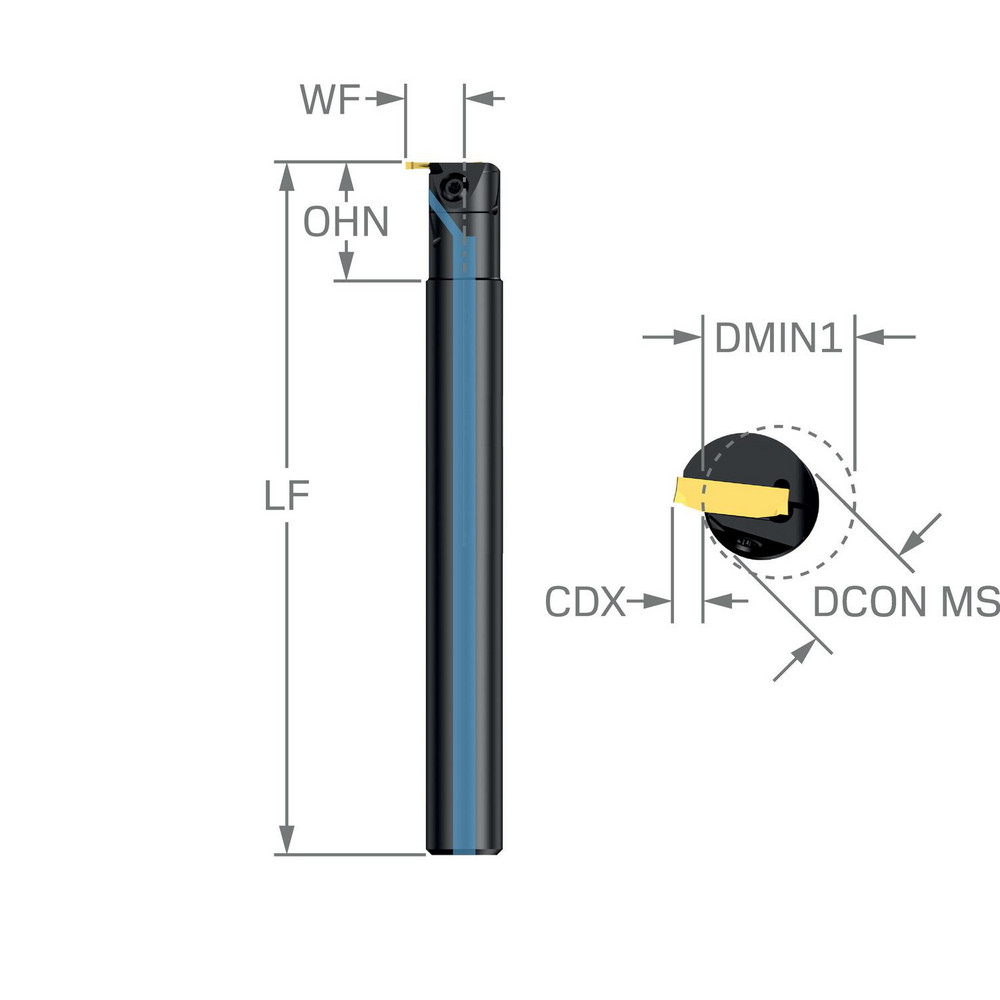 Sandvik Coromant - Indexable Boring Bar: C2R-CEA10-RD04GB, 25.00 mm Min ...