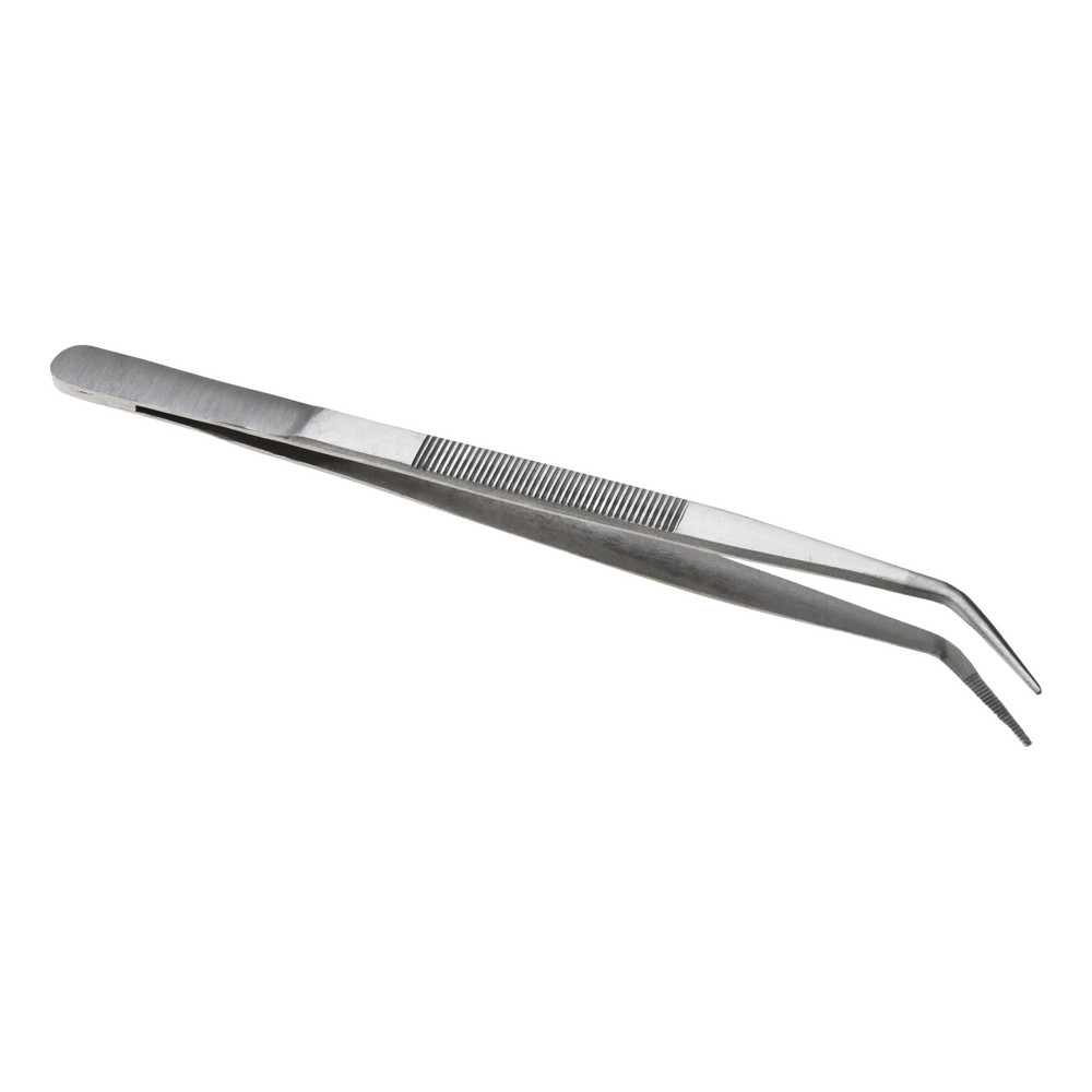 Value Collection - Assembly Tweezer: Stainless Steel, Bent Tip, 6-1/4 ...