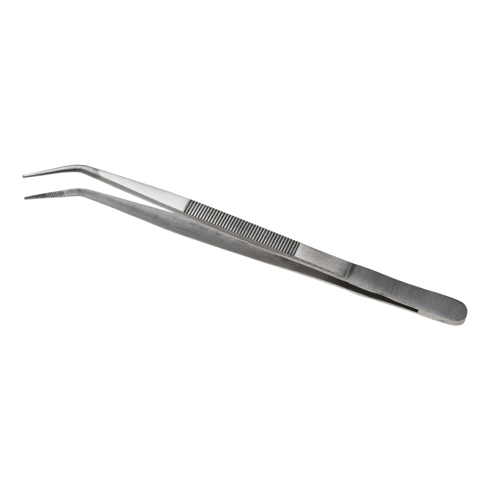 Value Collection - Assembly Tweezer: Stainless Steel, Bent Tip, 6-1/4 ...