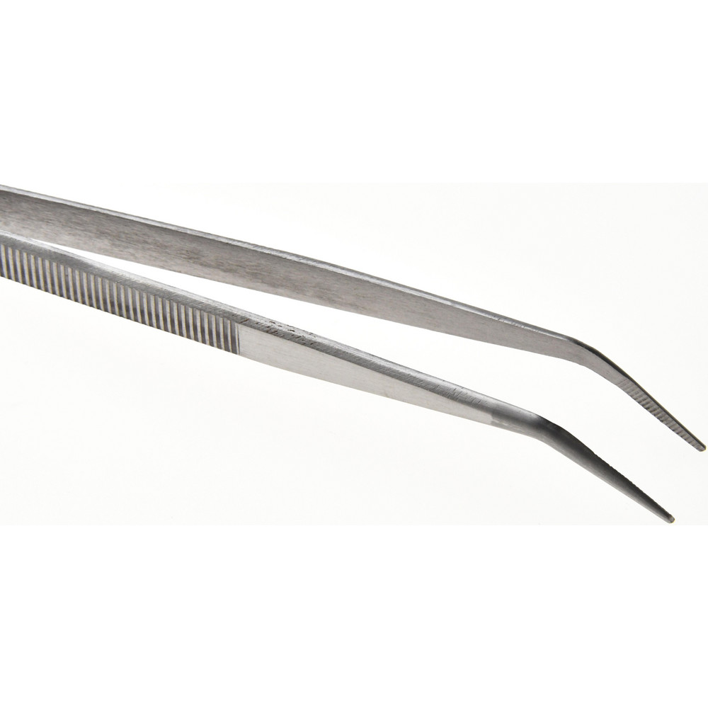 Value Collection - Assembly Tweezer: Stainless Steel, Bent Tip, 6-1/4 ...