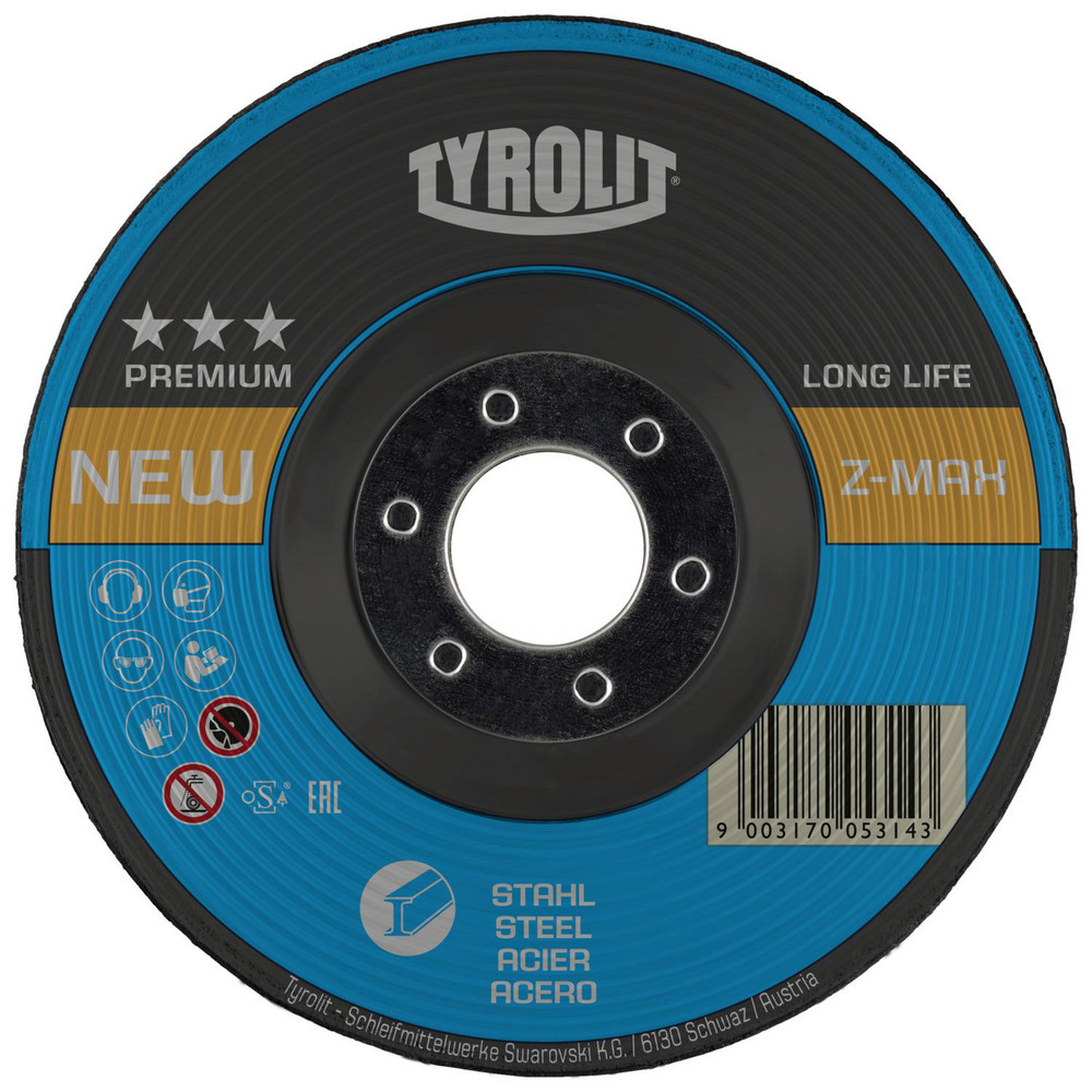 Radiac Abrasives - Depressed-Center Wheel: Type 27, 4-1/2" Dia, 1/4 ...
