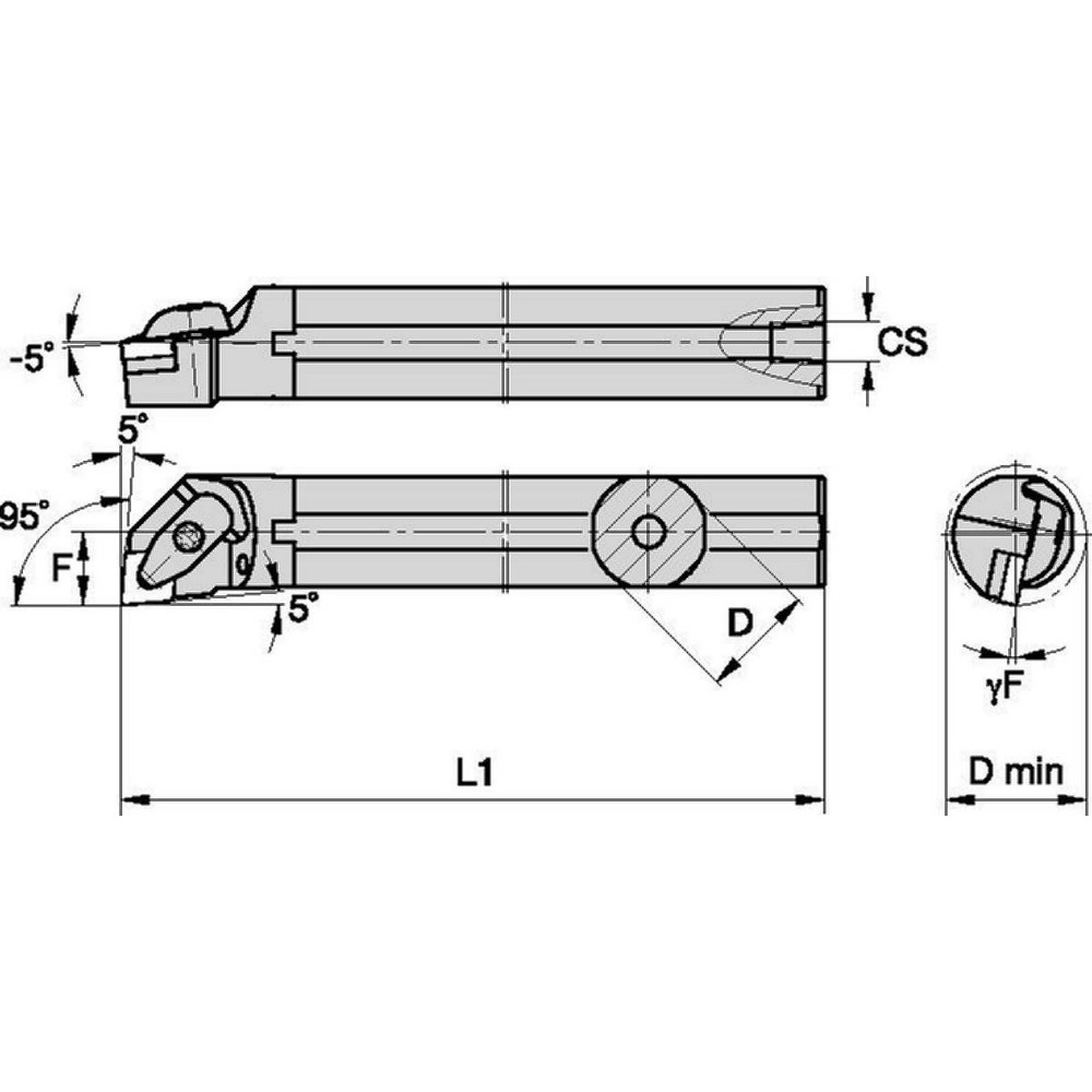 Widia - Indexable Boring Bar: A40VDCLNR4KC3, 3.0300" Min Bore, Right ...