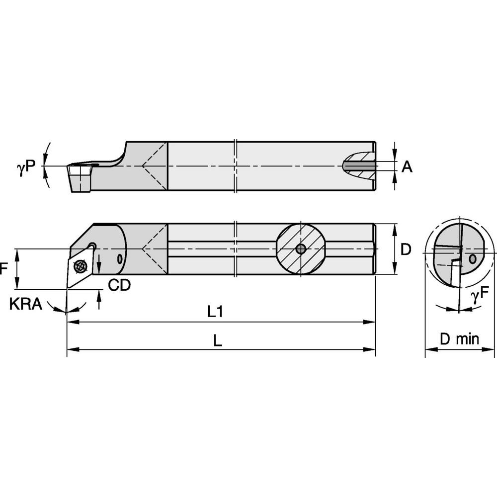 Widia - Indexable Boring Bar: GCPI37560R, 0.5150" Min Bore, Right Hand ...