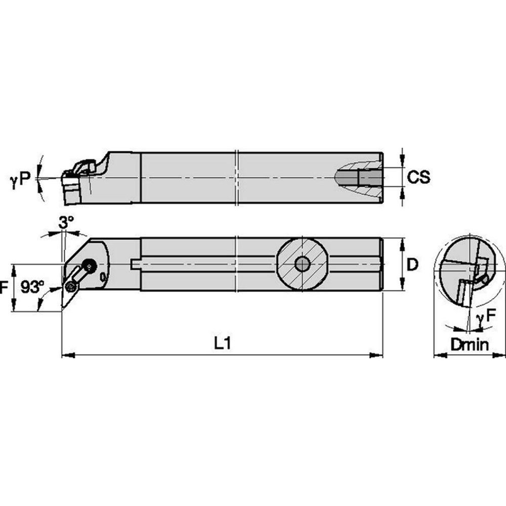 Widia - Indexable Boring Bar: A20UMVUNR3, 1.7050" Min Bore, Right Hand ...