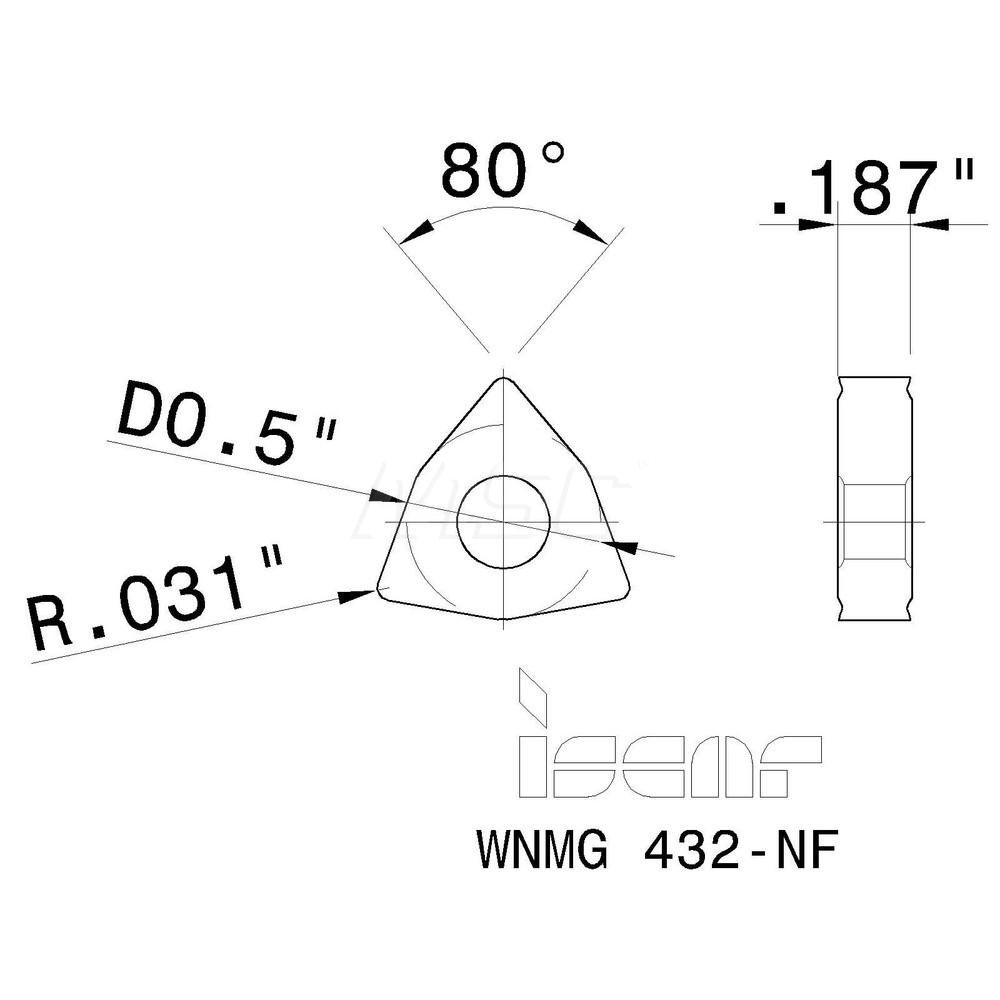 Iscar - Turning Insert: WNMG432NF IC8250, Carbide | MSC Direct
