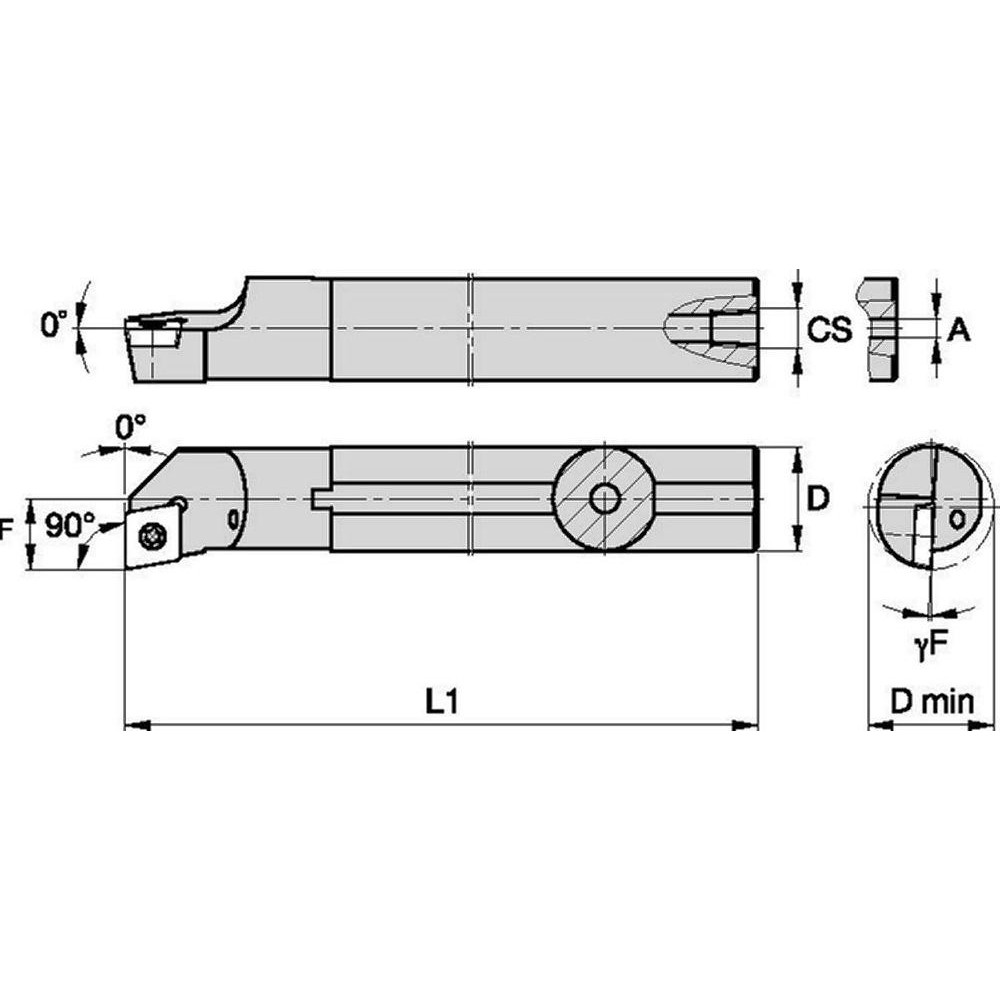Widia - Indexable Boring Bar: A08RSCFPR2, 0.6000" Min Bore, Right Hand ...