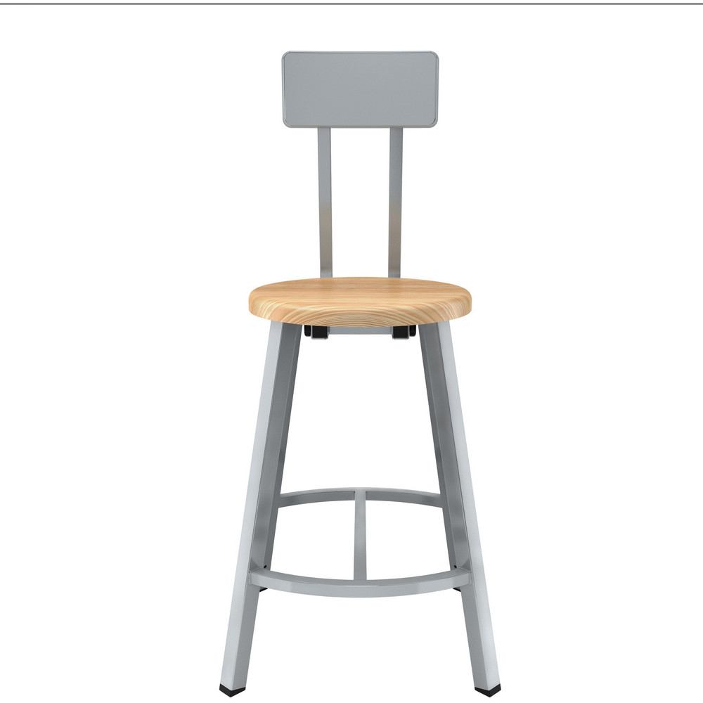 National Public Seating - Stool with Back, Wood, 17.25" Seat Width, 17. ...