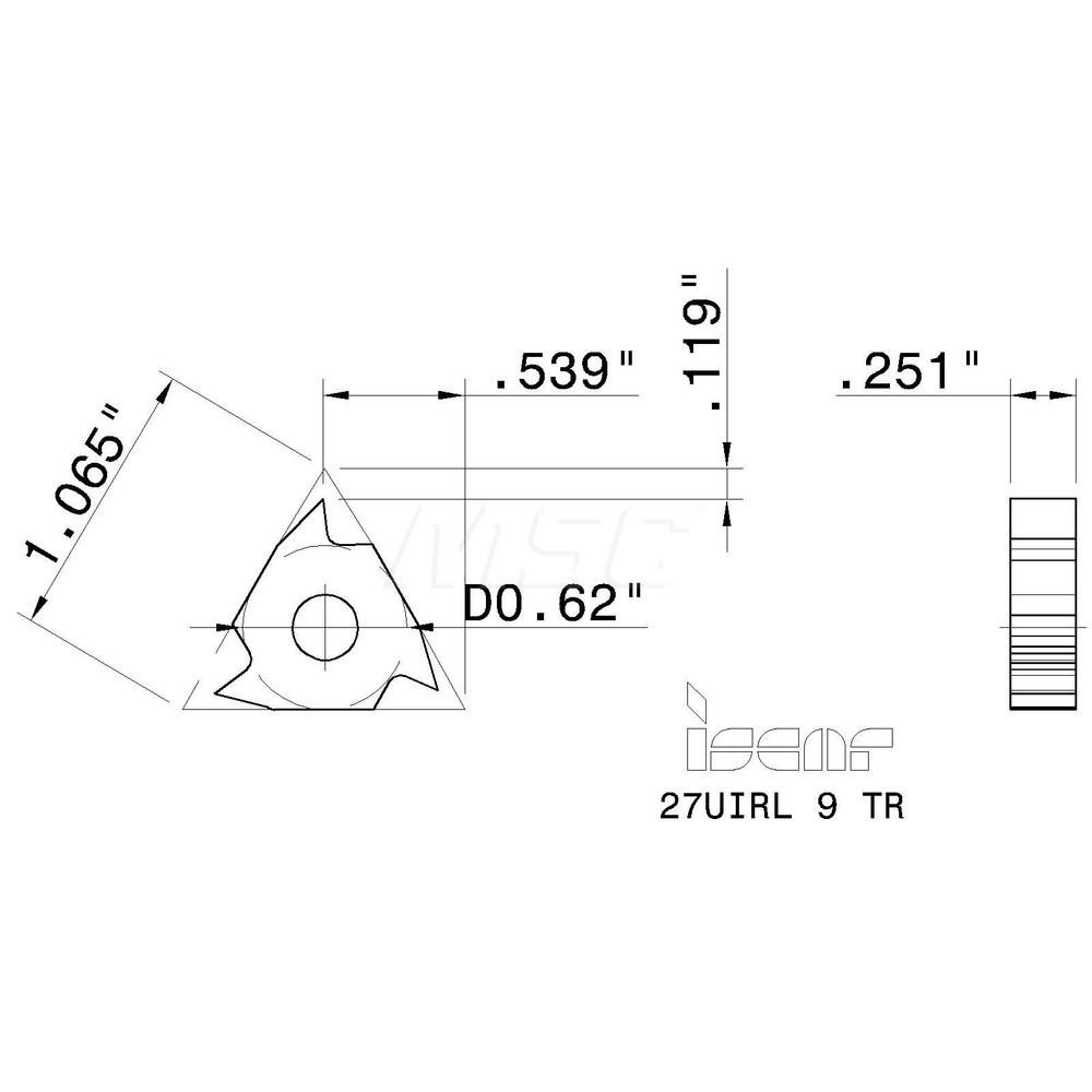 Iscar - Laydown Threading Insert: 27UIRL9TR IC250, Carbide | MSC Direct