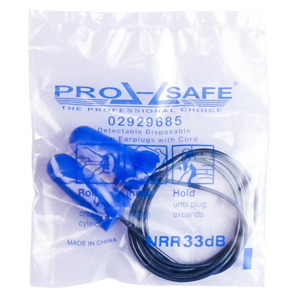 PRO-SAFE - Earplugs: 33 dB, Foam, Bullet, Roll Down, Corded, Metal ...