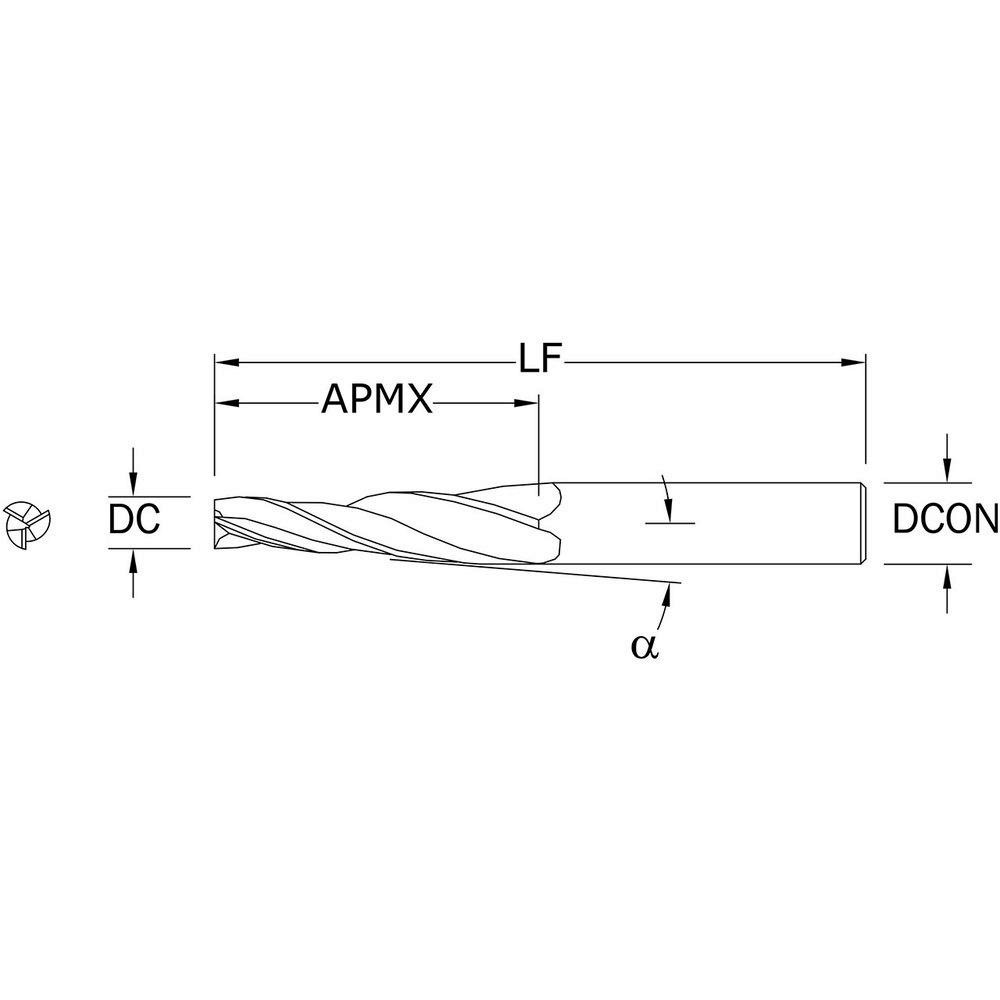 SGS - Tapered End Mill: 10 deg Angle per Side, 1/8" Small Dia, 3/4" LOC ...